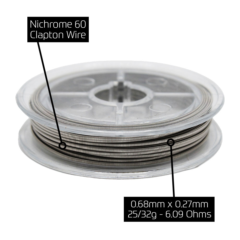 25 AWG Ni60 Flat Clapton (25/32 AWG) 6.25 Ω/m - 5 Metre Spool (15ft ...