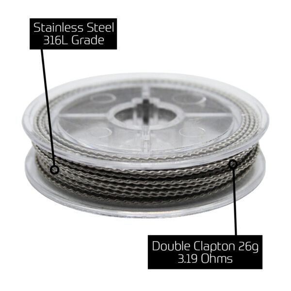 26 AWG SS316L Double Clapton (26 x 2 / 32 AWG) 3.19 Ω/m - 5 Metre Spool ...