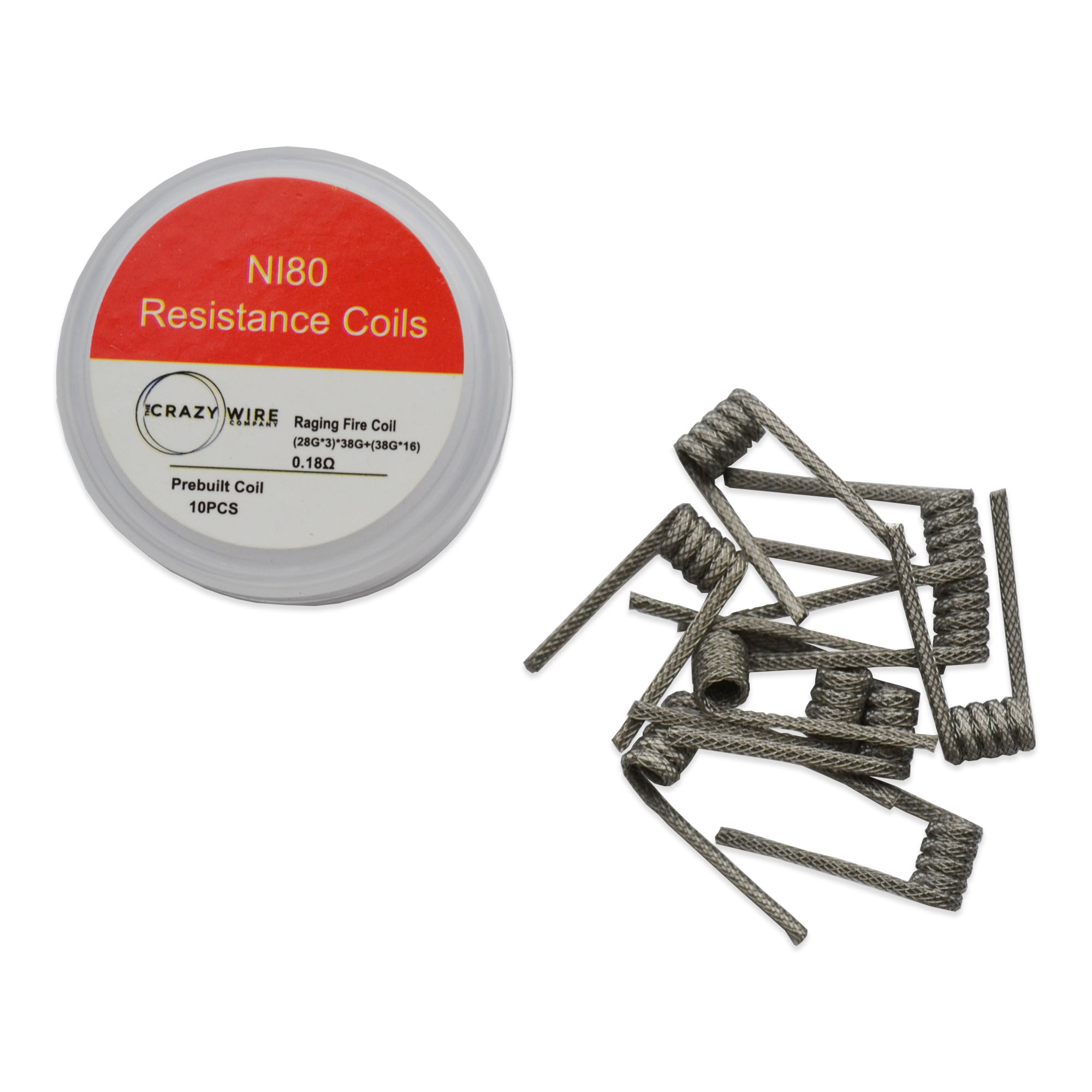 Pre-Made Ni80 Raging Fire Coils 0.18Ω - 10 Pack | The Crazy Wire Company