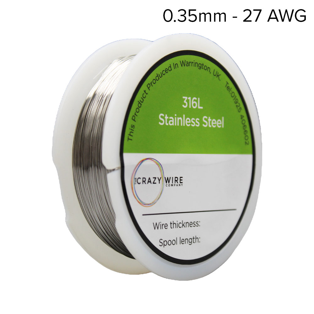 0.35mm (27 AWG) SS316L Stainless Steel Metal Wires | The Crazy Wire Company